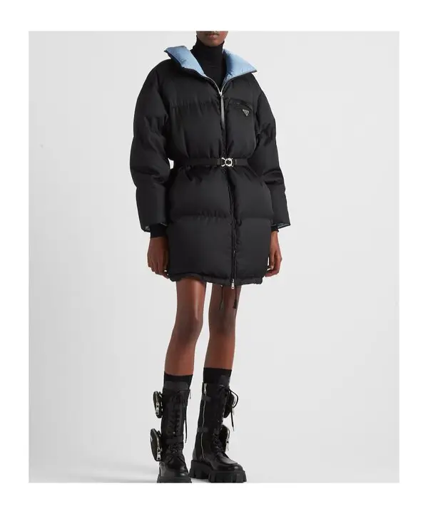Prada Triangle Logo Belted Puffer Jacket