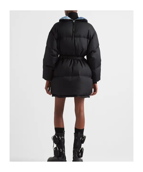 Prada Triangle Logo Belted Puffer Jacket