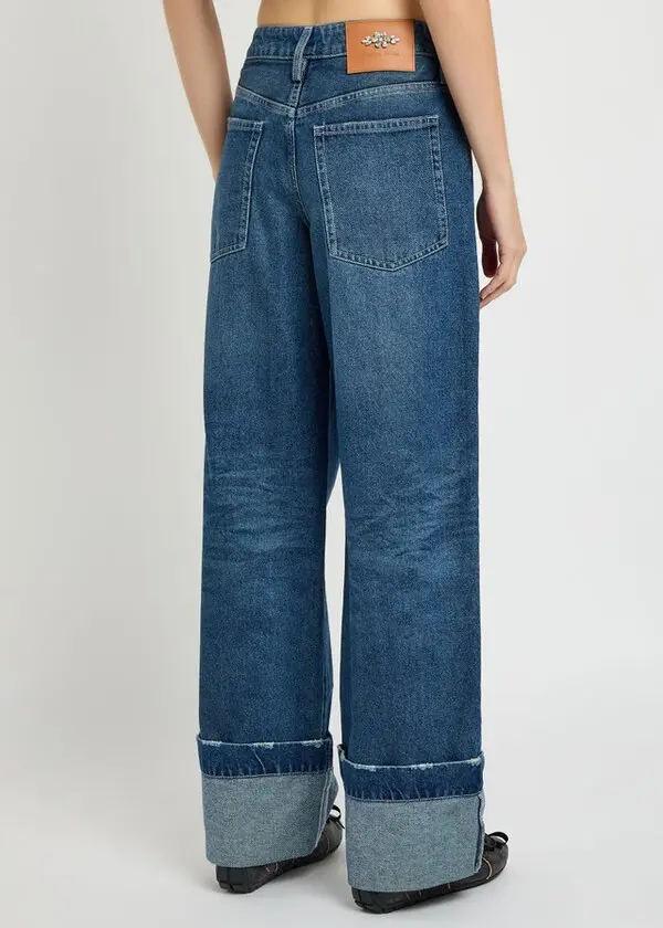 Simone Rocha Distressed Embellished Straight-leg Jeans