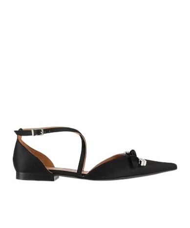 GANNI Ballet Flats With Bow Detailing And Crystal Embellishments