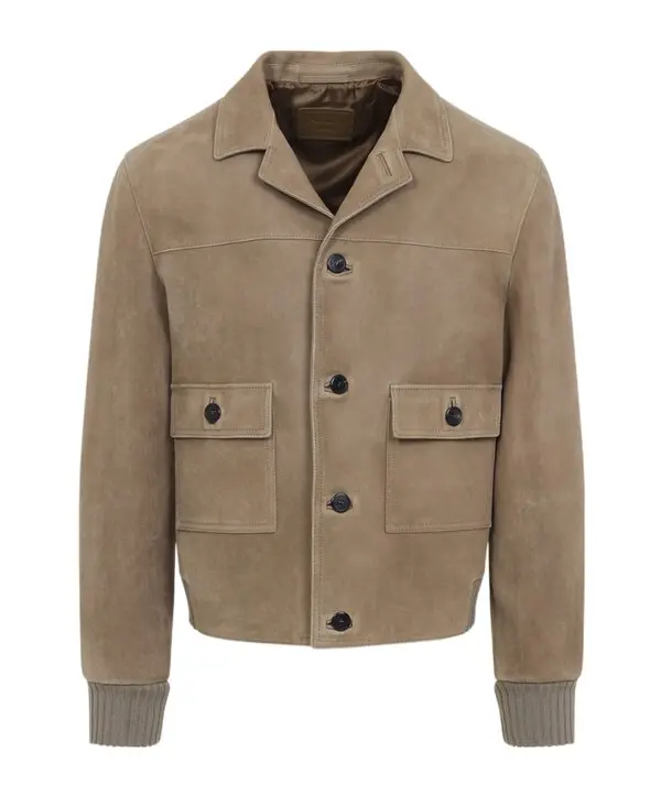 Prada Long Sleeve Button-up Jacket With Lapel Collar