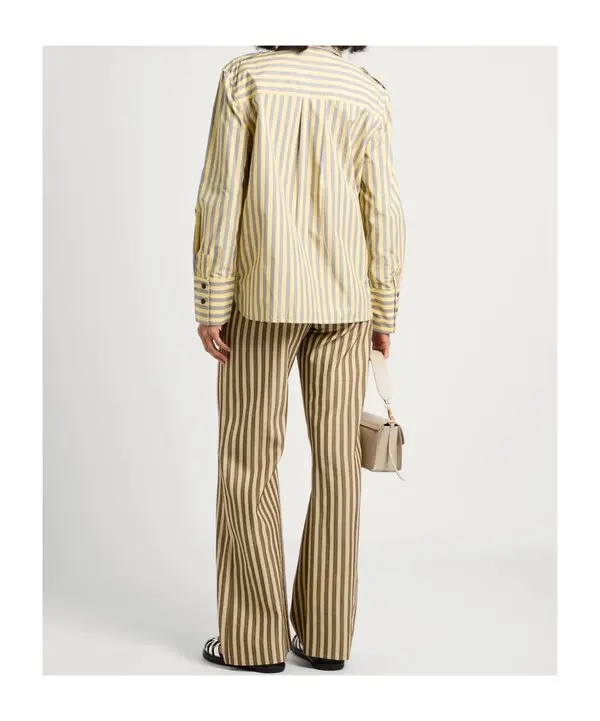 GANNI Striped Long-sleeved Shirt With Classic Collar