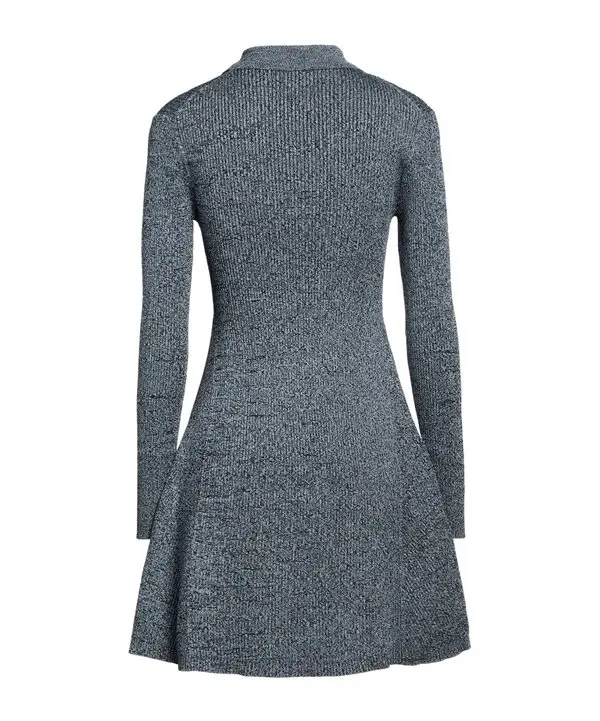 GANNI Ribbed Knit Polo Collar Dress