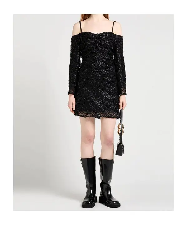 GANNI Long Sleeve Suspenders Dress