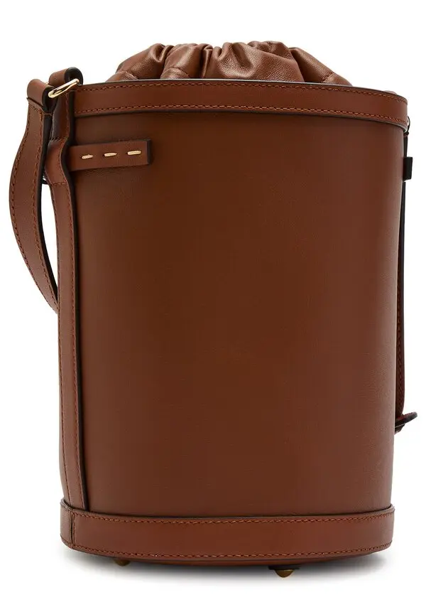 Valentino Garavani Logo-plaque Leather Drawstring Bucket Bag