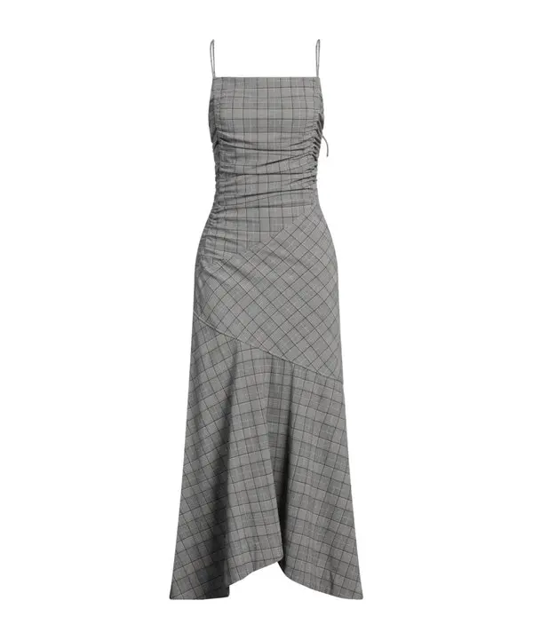 GANNI Asymmetrical Plaid Maxi Dress