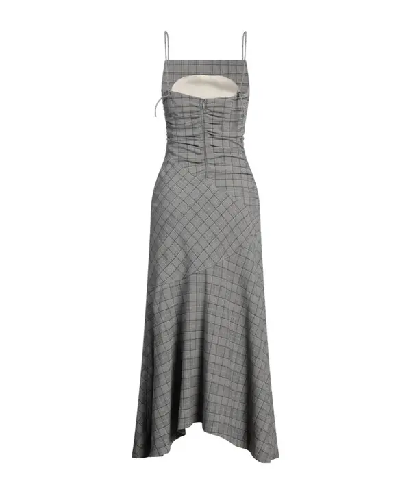 GANNI Asymmetrical Plaid Maxi Dress