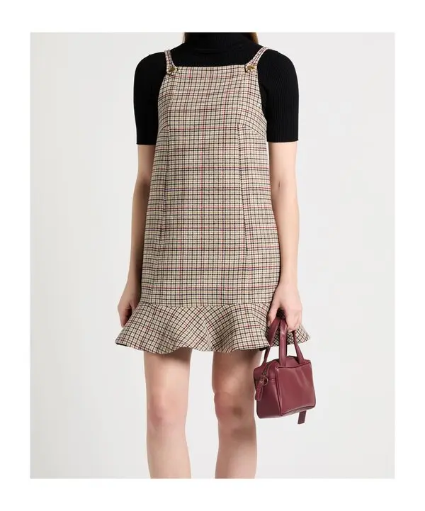 GANNI Houndstooth Check Pinafore Dress