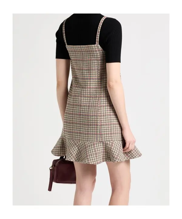 GANNI Houndstooth Check Pinafore Dress