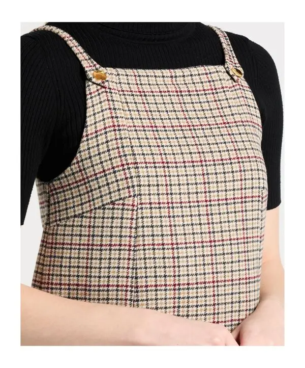 GANNI Houndstooth Check Pinafore Dress