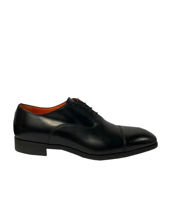 Santoni Almond Toe Lace-up Leather Dress Shoes
