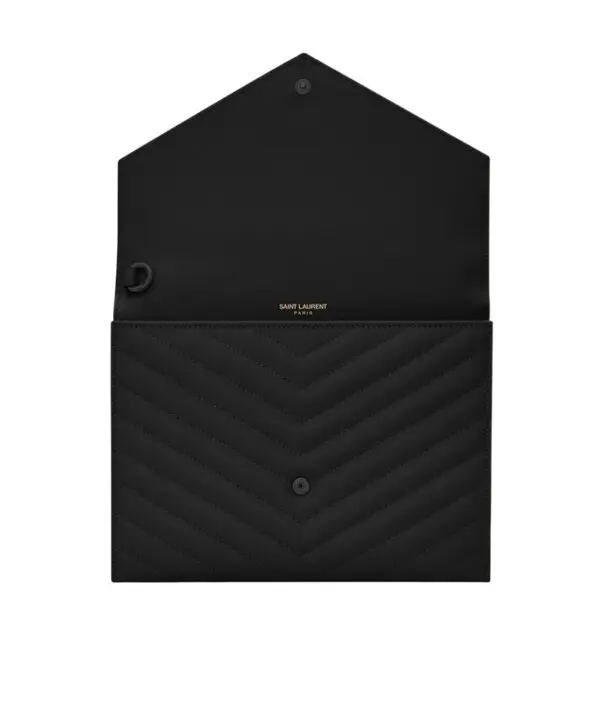 Saint Laurent Cassandre Matelassé Flap Pouch In Grain De Poudre Embossed Leather
