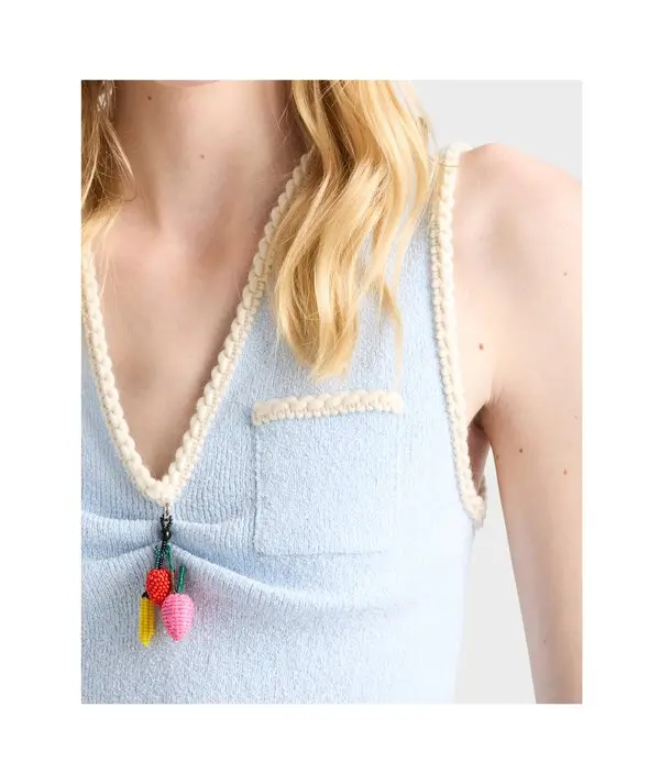 Prada Cotton Bouclé Crop Top With Embellishments