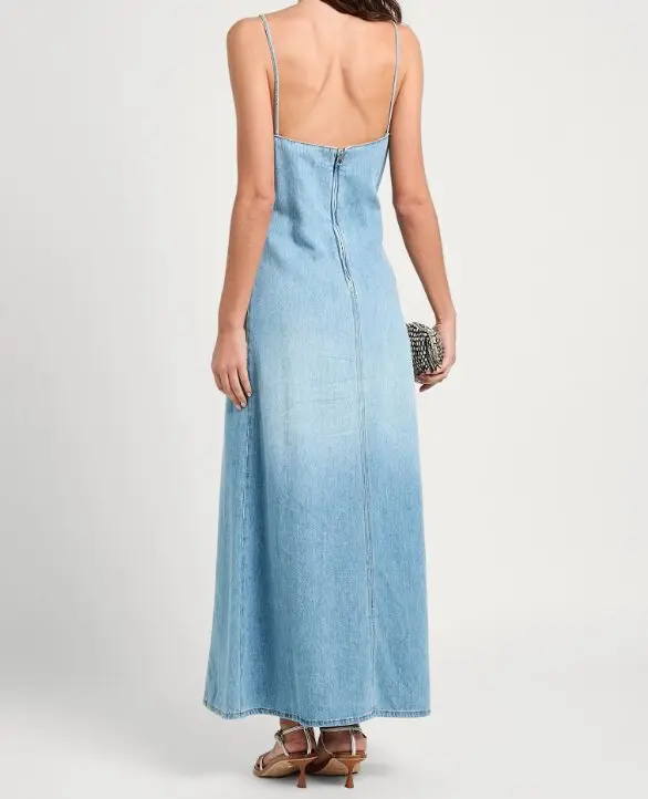 Chloé Denim Maxi Dress With Lace Trims