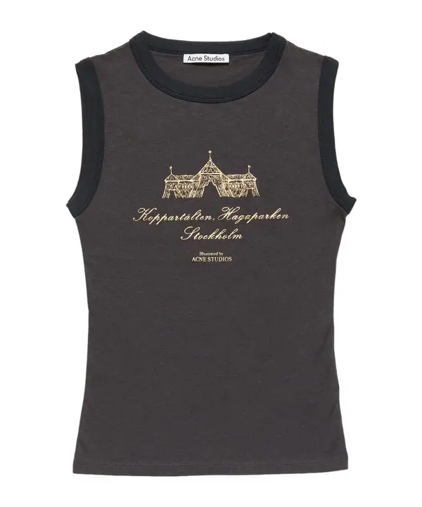 Acne Studios Graphic Print Sleeveless Tank - Anthracite Gray