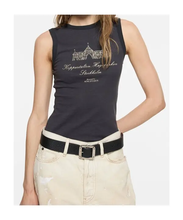 Acne Studios Graphic Print Sleeveless Tank - Anthracite Gray