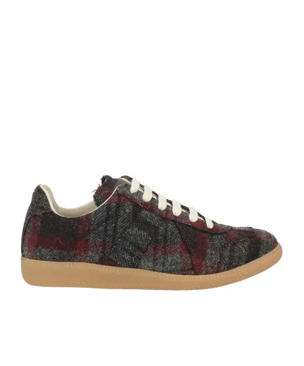 MAISON MARGIELA Low-top Tartan Flannel Lace-up Sneakers