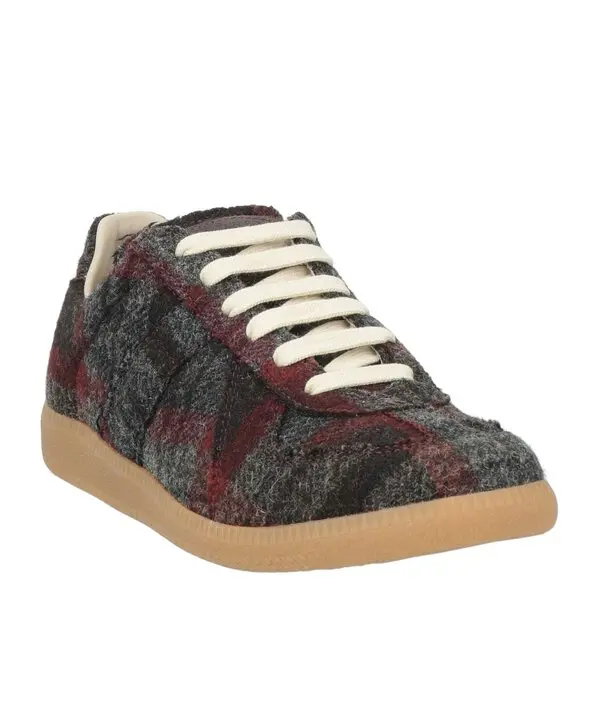 MAISON MARGIELA Low-top Tartan Flannel Lace-up Sneakers
