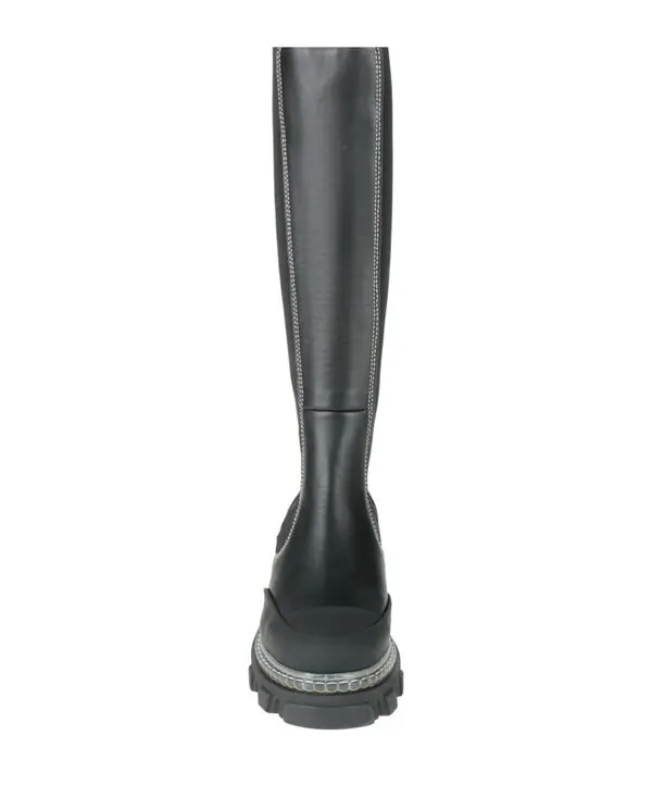 GANNI Solid Color Leather Platform Boots