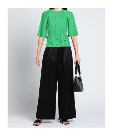 GANNI Woven Lace Crewneck Short Sleeve Top