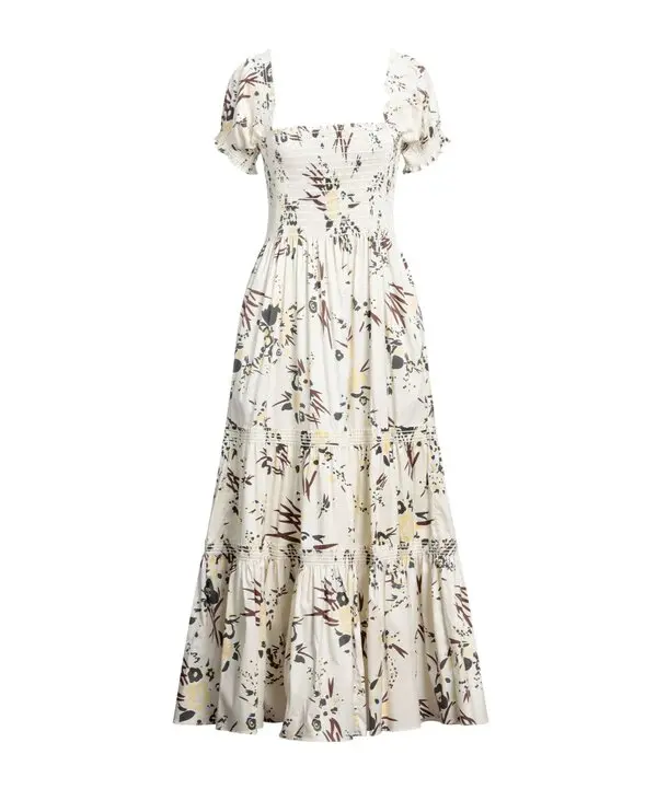 Tory Burch Color-block Floral Print Midi Dress