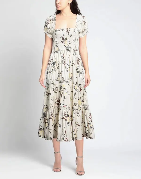 Tory Burch Color-block Floral Print Midi Dress