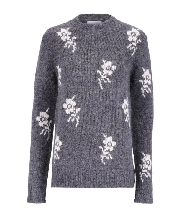 JIL SANDER Floral Pattern Crew Neck Sweater