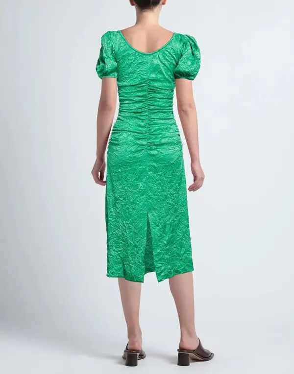 GANNI Short Sleeved Gathered Midi Dress