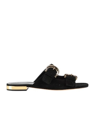 Chloé Suede Flat Sandals With Buckle Detail