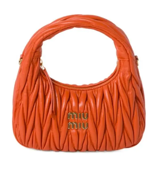 Miu Miu Wander Matelassé Nappa Leather Hobo Bag - Red