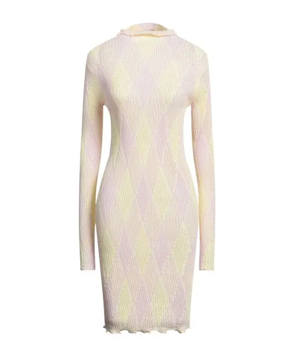 Burberry Knitted Geometric Print Turtleneck Midi Dress