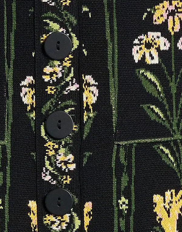 Farm Rio Floral Button-detailed Midi Skirt