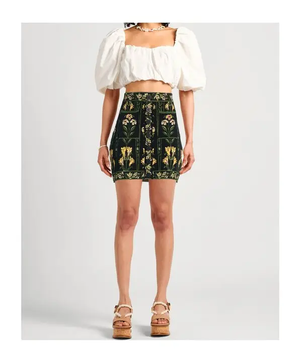 Farm Rio Floral Button-detailed Midi Skirt