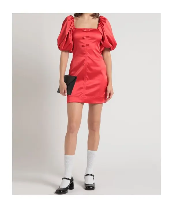 GANNI Puff Sleeve Dress With Square Neck And Zipper Closure