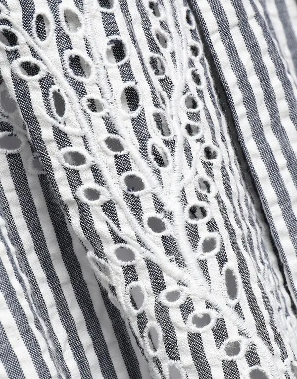 Tory Burch Striped Lace Woven Short-sleeve Dress