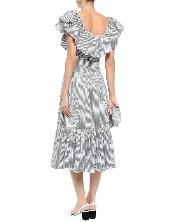 Tory Burch Striped Lace Woven Short-sleeve Dress