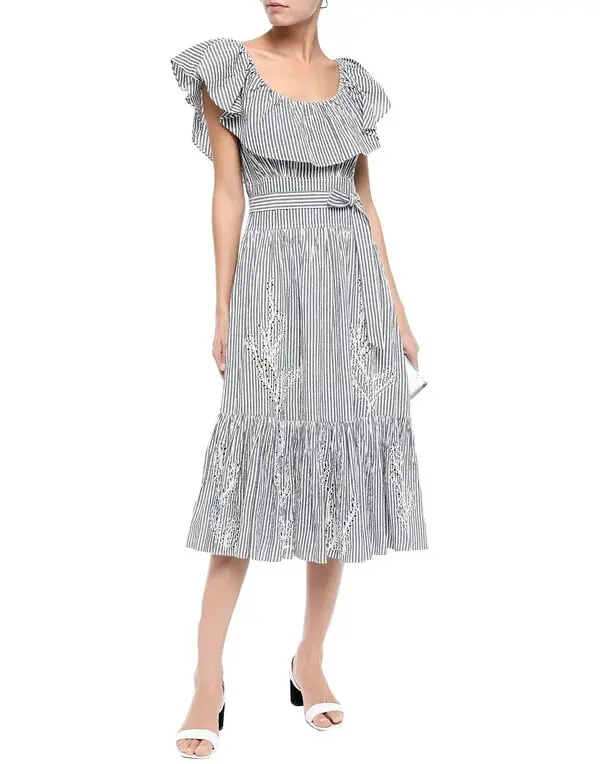 Tory Burch Striped Lace Woven Short-sleeve Dress