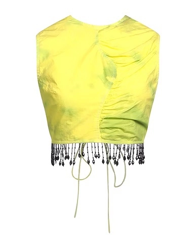 GANNI Sleeveless Beaded Crop Top - Yellow
