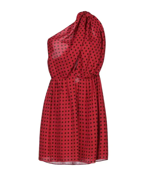 Saint Laurent One-shoulder Star Print Mini Dress