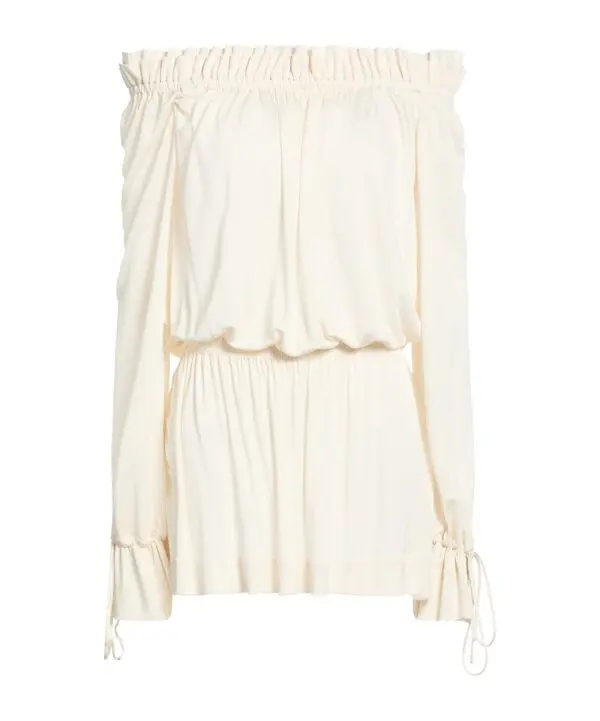 Saint Laurent Long Sleeves Flared Dress - White