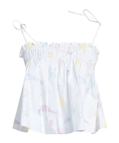 GANNI Sleeveless Printed Camisole - White