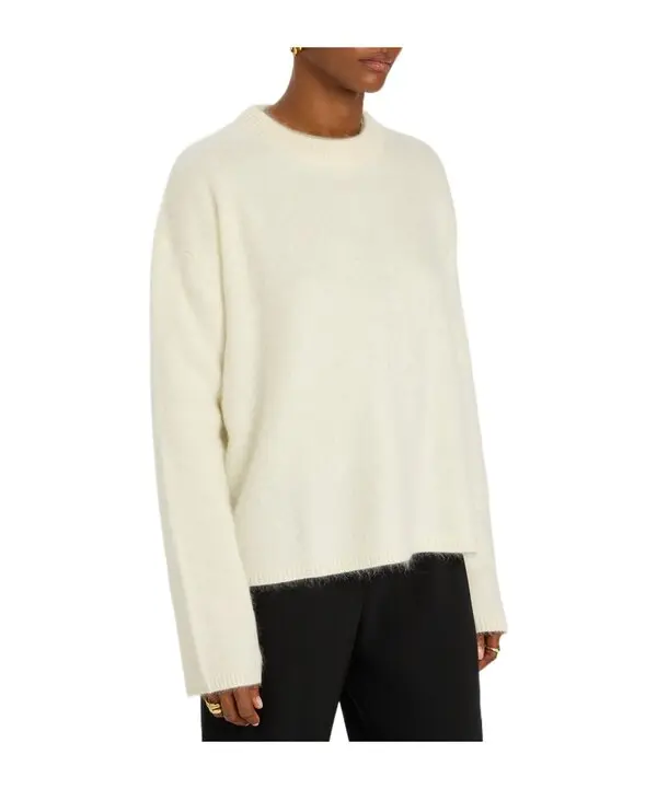 LISA YANG Brushed Cashmere Crewneck Jumper - White