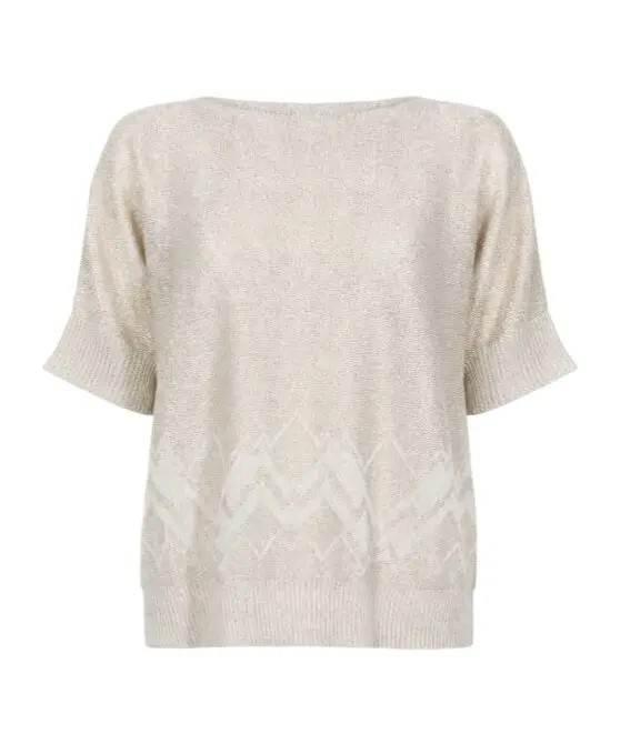 D.exterior Crew-neck Short-sleeve Knit Sweater - Ivory