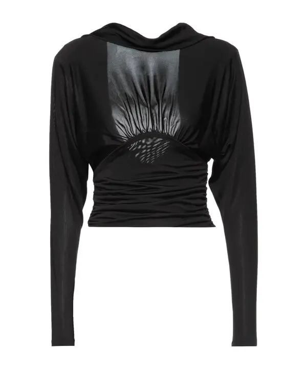 Saint Laurent Solid Color Long Sleeve Cropped Top