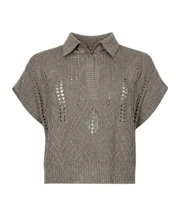 D.exterior Button-up Knit Sweater