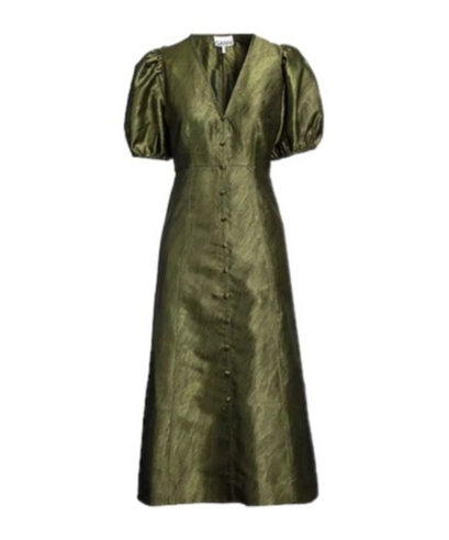 GANNI Flared Dress - Green