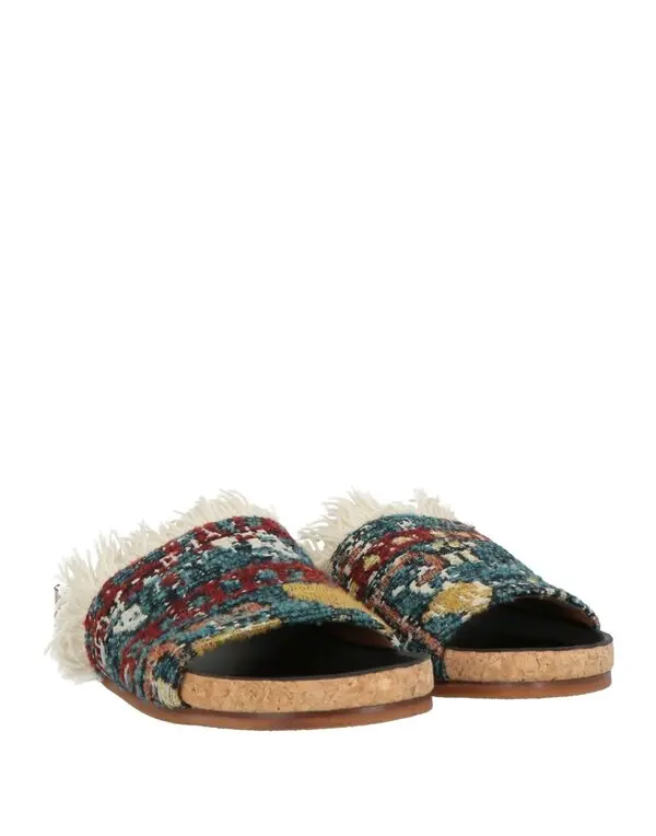 Chloé Jacquard Slide Sandals With Fringe Detail