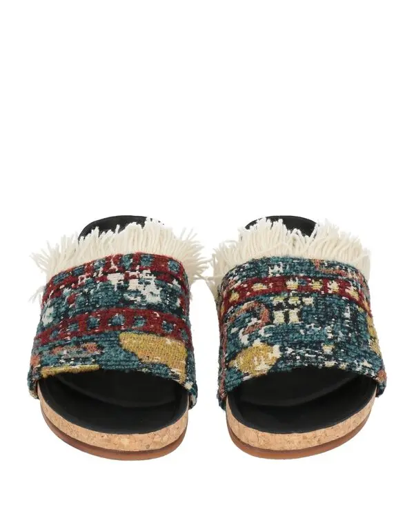Chloé Jacquard Slide Sandals With Fringe Detail