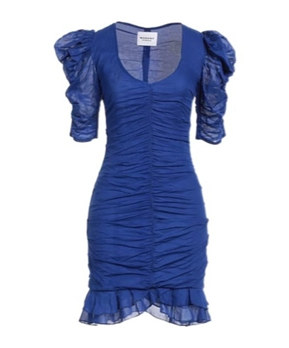 Isabel Marant Étoile Gathered V-neck Short Sleeve Dress - Blue