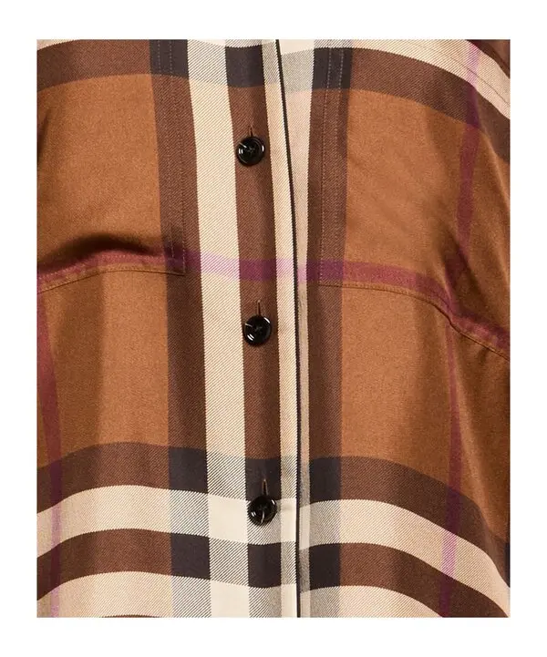 Burberry Printed Satin Long Sleeve Shirt